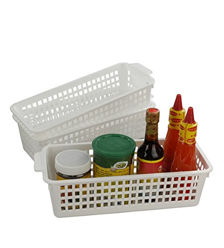 Fiazony 6-Pack Small Plastic Storage Baskets/Trays Organizer, White