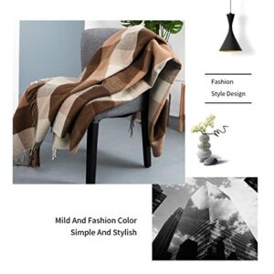 Farridoro Wool Fringe Throw Blanket 51inches with 67inches Decorative All Season Use Throw Blankets for Bed Sofa Couches Camping Chair Outdoor