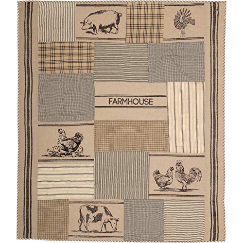 VHC Brands Sawyer Mill Charcoal Throw-Blankets, 60x50