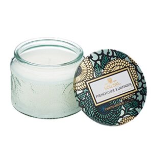 voluspa petite glass jar candle in french cade & lavender