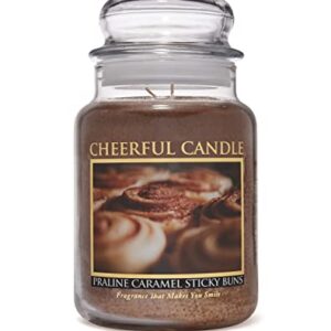 A Cheerful Giver — Praline Caramel Sticky Buns - 24oz Large Scented Candle Jar with Lid - Cheerful Candle - 135 Hours of Burn Time, Christmas Gift for Women, Brown