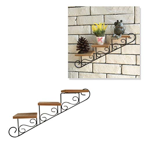 BESPORTBLE Wall Floating Shelves 1PC Staircase Wall Hanging Decor Rural Style Stair Shape Simple Clothing Store Coffee Shop Wall Household Ornament Shelf Mount Metal Shelving Rack