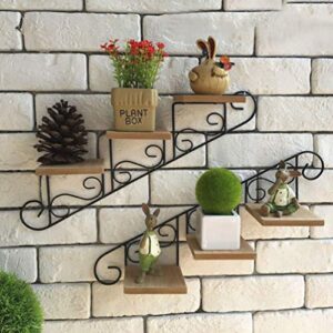 BESPORTBLE Wall Floating Shelves 1PC Staircase Wall Hanging Decor Rural Style Stair Shape Simple Clothing Store Coffee Shop Wall Household Ornament Shelf Mount Metal Shelving Rack