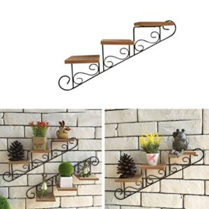 BESPORTBLE Wall Floating Shelves 1PC Staircase Wall Hanging Decor Rural Style Stair Shape Simple Clothing Store Coffee Shop Wall Household Ornament Shelf Mount Metal Shelving Rack