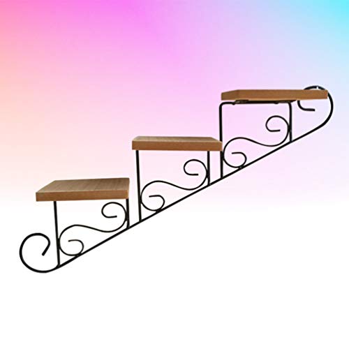 BESPORTBLE Wall Floating Shelves 1PC Staircase Wall Hanging Decor Rural Style Stair Shape Simple Clothing Store Coffee Shop Wall Household Ornament Shelf Mount Metal Shelving Rack