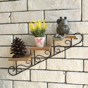 BESPORTBLE Wall Floating Shelves 1PC Staircase Wall Hanging Decor Rural Style Stair Shape Simple Clothing Store Coffee Shop Wall Household Ornament Shelf Mount Metal Shelving Rack