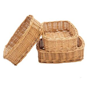 Rectangle small wicker baskets for sundries 3pcs storage bins.