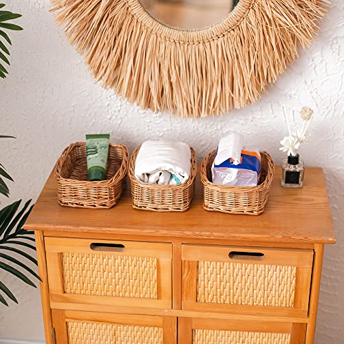 Rectangle small wicker baskets for sundries 3pcs storage bins.