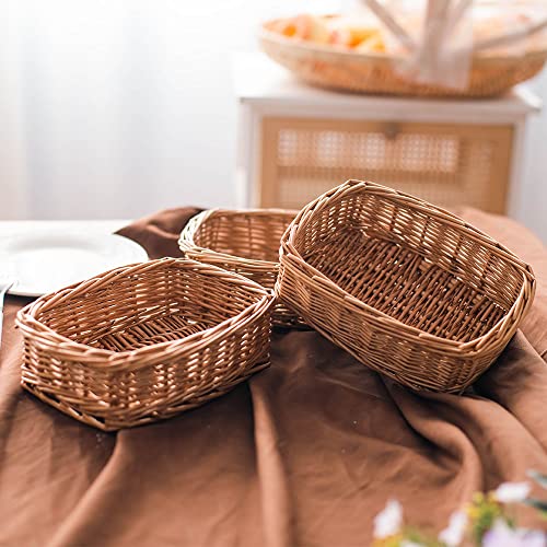 Rectangle small wicker baskets for sundries 3pcs storage bins.