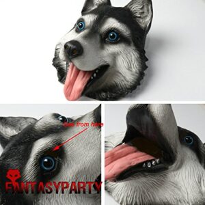 FantasyParty Novelty Halloween Costume Party Full Head Latex Dog Head Mask （Husky）