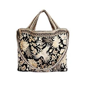 Johnny Was Othilia Black Velvet Cream White Lace Velvet Bag Handbag Purse New