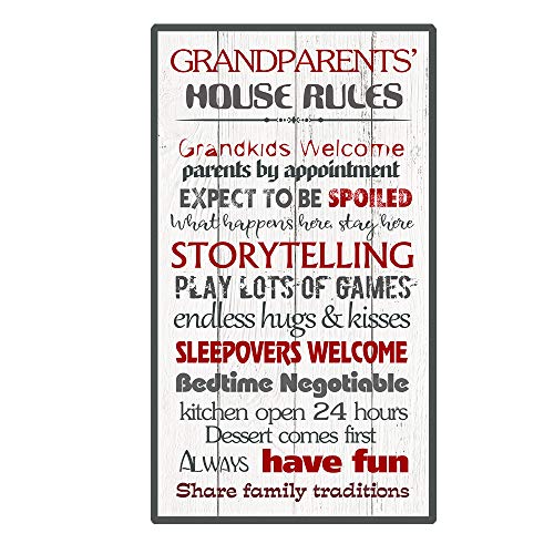 Calien Grandparents House Rules Gifts for Grandma and Grandpa Decorative Wall Art Sign Plaque 13.5 x 8 Inch