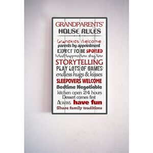 Calien Grandparents House Rules Gifts for Grandma and Grandpa Decorative Wall Art Sign Plaque 13.5 x 8 Inch