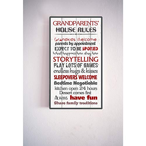 Calien Grandparents House Rules Gifts for Grandma and Grandpa Decorative Wall Art Sign Plaque 13.5 x 8 Inch