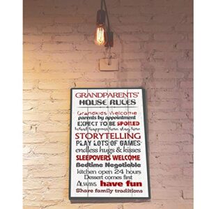 Calien Grandparents House Rules Gifts for Grandma and Grandpa Decorative Wall Art Sign Plaque 13.5 x 8 Inch