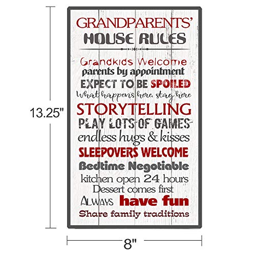 Calien Grandparents House Rules Gifts for Grandma and Grandpa Decorative Wall Art Sign Plaque 13.5 x 8 Inch