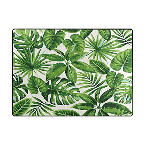 ALAZA Tropical Green Exotic Palm Leaves Area Rug Rugs for Living Room Bedroom 7' x 5'