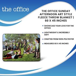 The Office Sunday Afternoon Art Style Fleece Throw Blanket | Official The Office Collectible Blanket | Measures 60 x 45 Inches