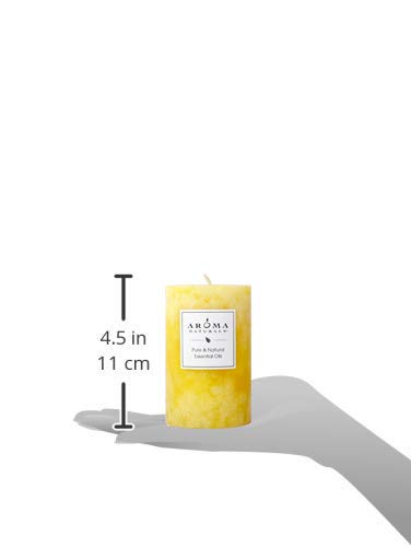 Aroma Naturals Essential Oil Orange and Lemongrass Scented Pillar Candle, Ambiance, 2.5 inch x 4 inch, Yellow