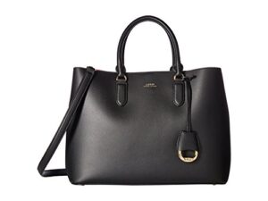 lauren ralph lauren dryden marcy leather tote (black/red)