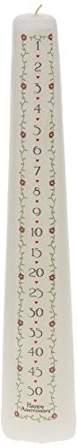 Celebration Candles Wedding Unity 15-Inch 1 to 50 Year Numbered Countdown Anniversary Candle, White