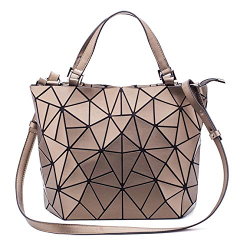 Geometric Luminous Purses and Handbags for Women Holographic Reflective Crossbody Bag Wallet Flash Rainbow Tote Gold