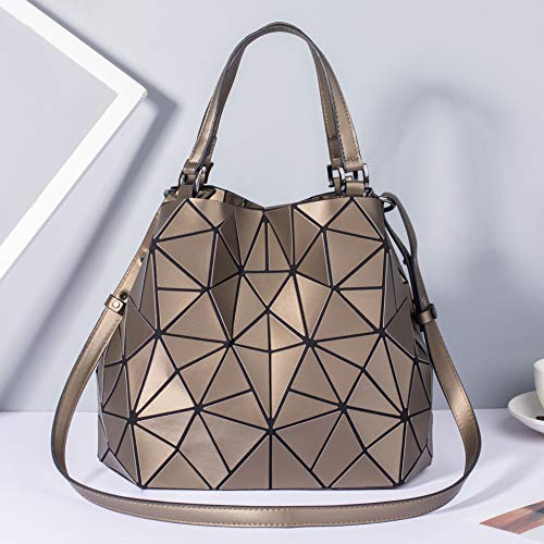 Geometric Luminous Purses and Handbags for Women Holographic Reflective Crossbody Bag Wallet Flash Rainbow Tote Gold