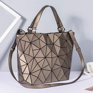 Geometric Luminous Purses and Handbags for Women Holographic Reflective Crossbody Bag Wallet Flash Rainbow Tote Gold