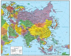 swiftmaps asia wall map geopolitical edition (18×22 laminated)