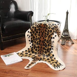 leopard print rug, 2.7 w x 3.5 l feet faux cowhide skin rug animal printed area rug carpet for home office, livingroom, bedroom