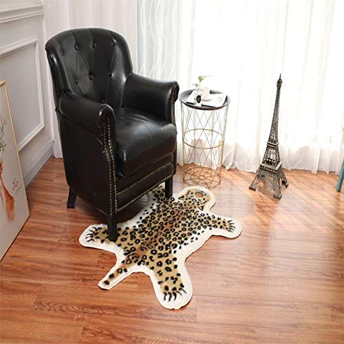 Leopard Print Rug, 2.7 W x 3.5 L Feet Faux Cowhide Skin Rug Animal Printed Area Rug Carpet for Home Office, Livingroom, Bedroom