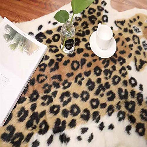 Leopard Print Rug, 2.7 W x 3.5 L Feet Faux Cowhide Skin Rug Animal Printed Area Rug Carpet for Home Office, Livingroom, Bedroom