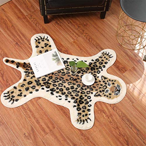 Leopard Print Rug, 2.7 W x 3.5 L Feet Faux Cowhide Skin Rug Animal Printed Area Rug Carpet for Home Office, Livingroom, Bedroom