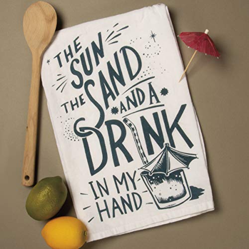 Primitives by Kathy 35662 LOL Made You Smile Dish Towel, 28", Drink in Hand