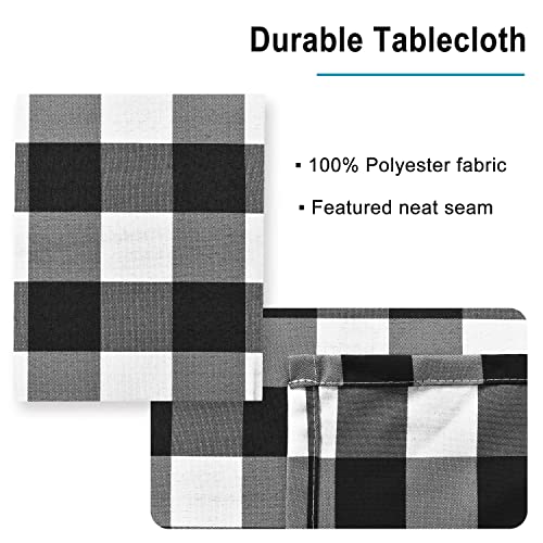 Hiasan 60 x 120 Inch Checkered Tablecloth Rectangle - Stain Resistant, Spillproof and Washable Gingham Table Cloth for Outdoor Picnic, Kitchen and Holiday Dinner, Black and White