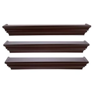 pemberly row madison contoured floating wall shelf espresso 24inch set of 3 mdf