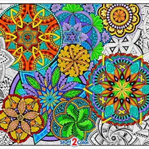 Stuff2Color Giant Coloring Poster Mandala Madness for Kids and Adults - Great for Family Time, Girls, Boys, Arts and Crafts, Adults, Care Facilities, Schools and Group Activities (1 Pack)