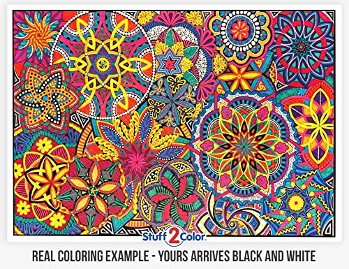 Stuff2Color Giant Coloring Poster Mandala Madness for Kids and Adults - Great for Family Time, Girls, Boys, Arts and Crafts, Adults, Care Facilities, Schools and Group Activities (1 Pack)