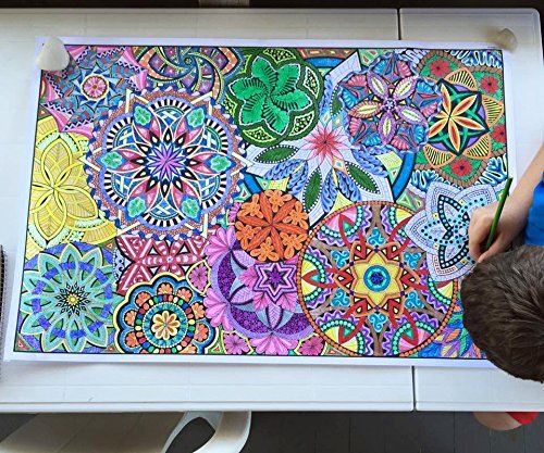 Stuff2Color Giant Coloring Poster Mandala Madness for Kids and Adults - Great for Family Time, Girls, Boys, Arts and Crafts, Adults, Care Facilities, Schools and Group Activities (1 Pack)