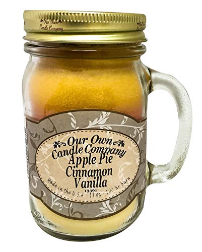 Our Own Candle Company Apple Pie Cinnamon Vanilla Scented 13 Ounce Mason Jar Candle