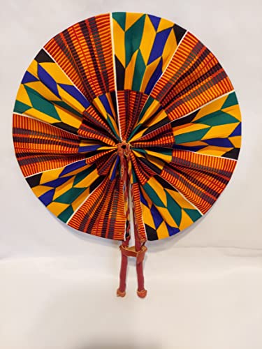 African TV African Fabric Handmade Folding Fan, African Hand-held Folding Fan