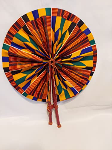 African TV African Fabric Handmade Folding Fan, African Hand-held Folding Fan