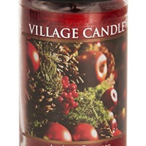 Village Candle Apples & Evergreen, Large Tumbler Scented Candle, 19 Oz, Red