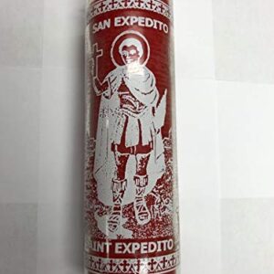 Saint Expedite (San Expedito) 7 Day 1 Color Unscented Red Candle in Glass