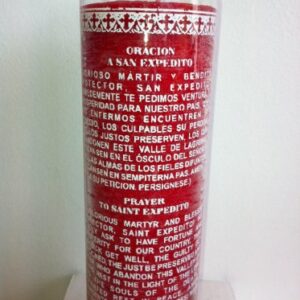 Saint Expedite (San Expedito) 7 Day 1 Color Unscented Red Candle in Glass