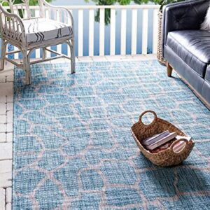 Unique Loom Outdoor Safari Collection Transitional Indoor & Outdoor Wildlife Inspired Animal Print with Giraffe Design Area Rug, 8 ft x 11 ft 4 in, Aqua Blue/Ivory