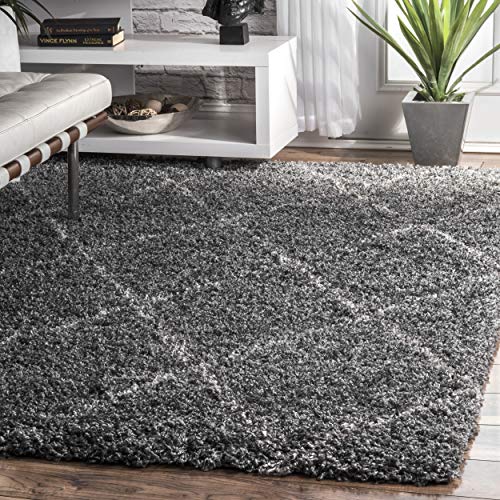 nuLOOM Trellis Cozy Soft & Plush Shag Area Rug, 6' 7" x 9', Grey