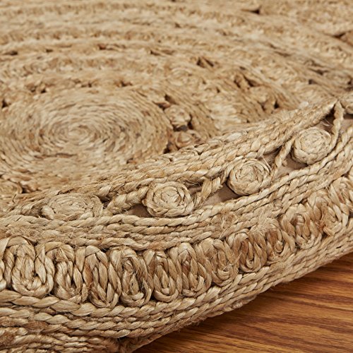 LR Resources Jute LR50134-NAT40RD Natural Round X 4 ft Indoor Area Rug, 4' x 4'