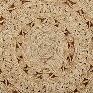 LR Resources Jute LR50134-NAT40RD Natural Round X 4 ft Indoor Area Rug, 4' x 4'