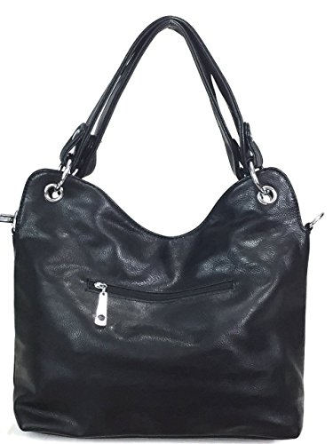 Zzfab V Gem Rhinestone Bling Hobo Bag Black